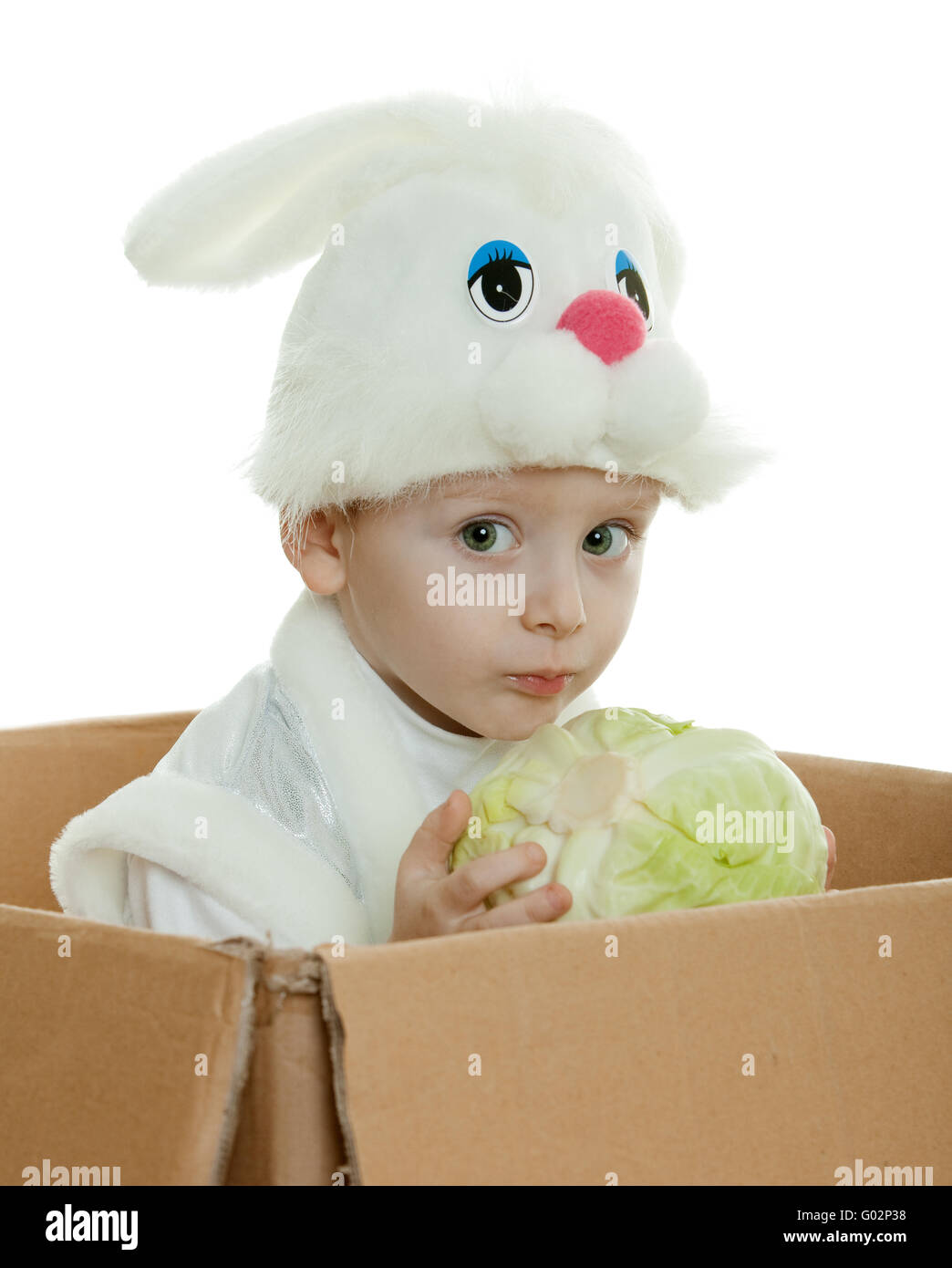 The boy in a suit of a rabbit Stock Photo - Alamy