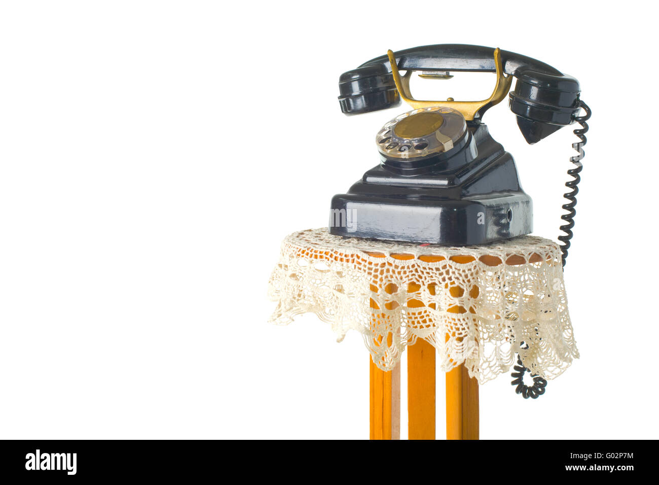 Old antique vintage traditional black phone with disc dials the 19th ...