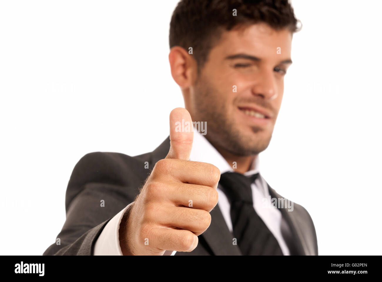Young businessman ok symbol gesture Stock Photo - Alamy