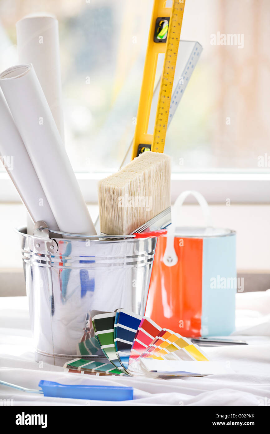 Tools for home renovation, set of a different instruments for house ...