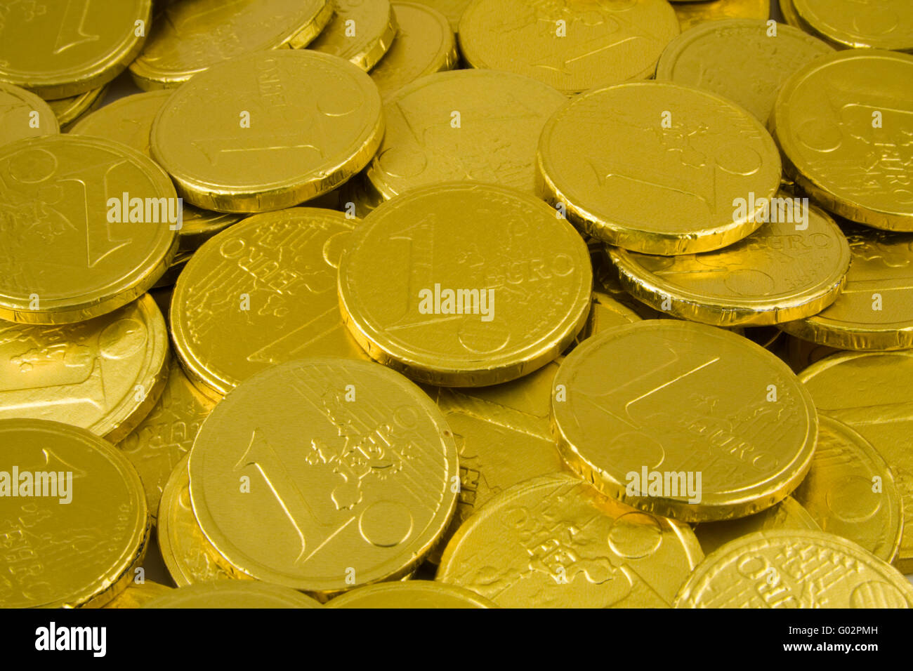 Chocolate Golden Euro Coins Stock Photo - Alamy