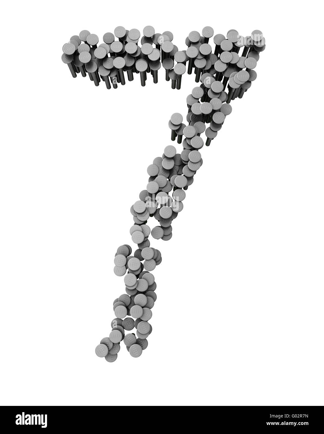 Alphabet made from hammered nails isolated, number 7 Stock Photo - Alamy