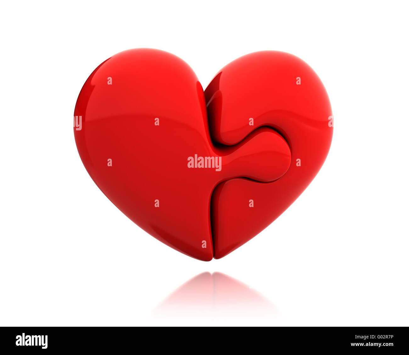 Heart puzzle from two parts connected together Stock Photo - Alamy