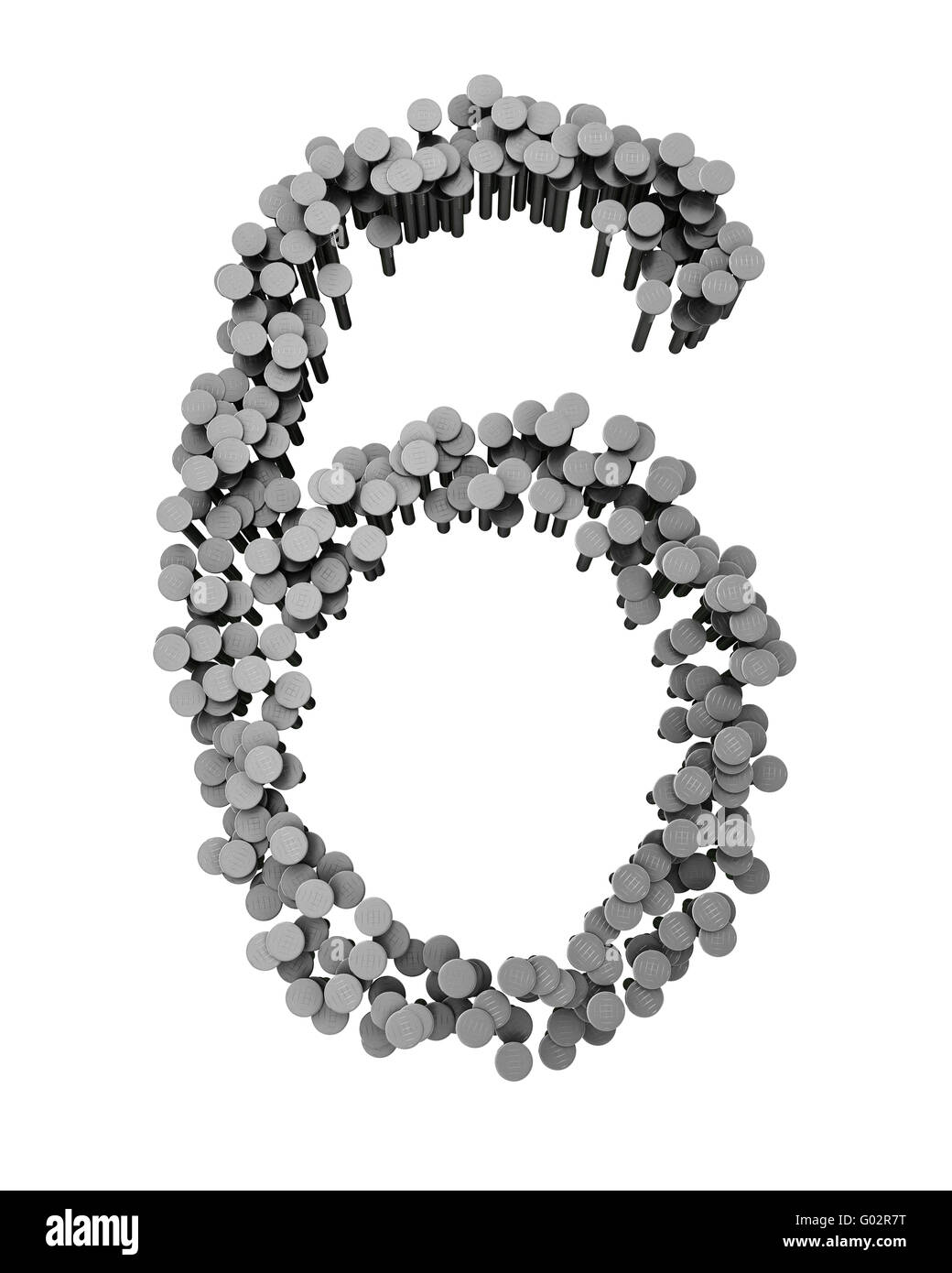 Alphabet made from hammered nails isolated, number 6 Stock Photo - Alamy