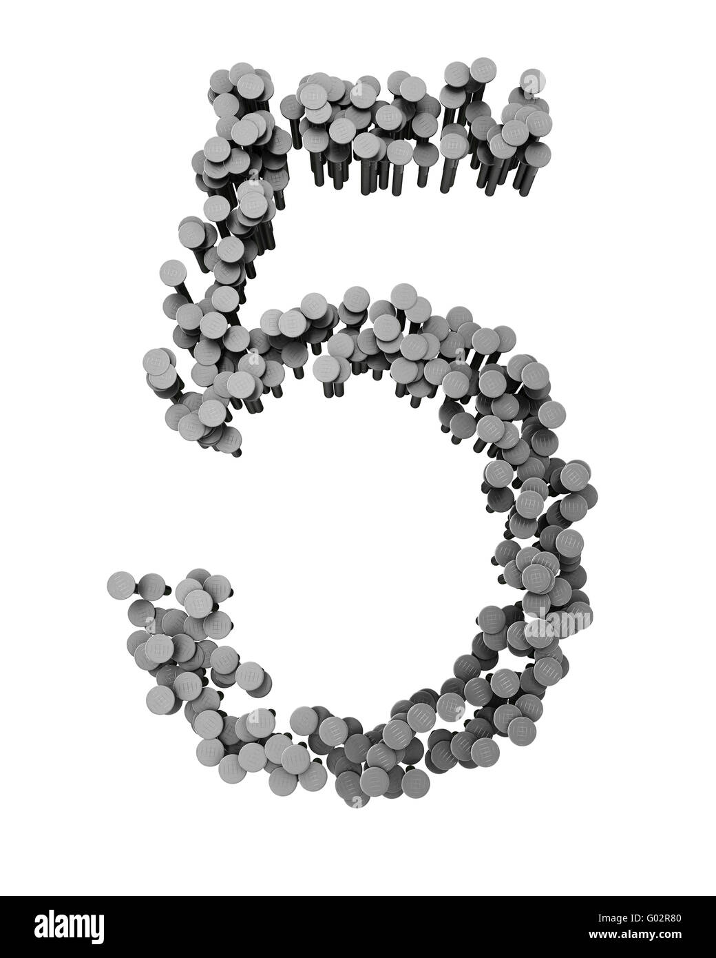 Alphabet made from hammered nails isolated, number 5 Stock Photo - Alamy