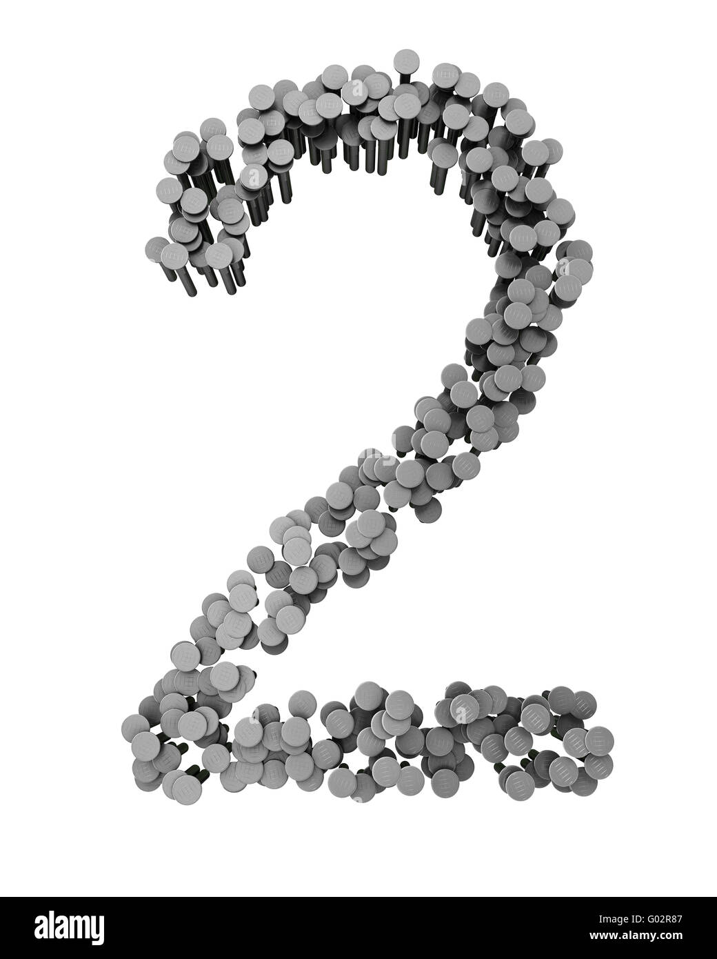 Alphabet made from hammered nails isolated, number 2 Stock Photo - Alamy