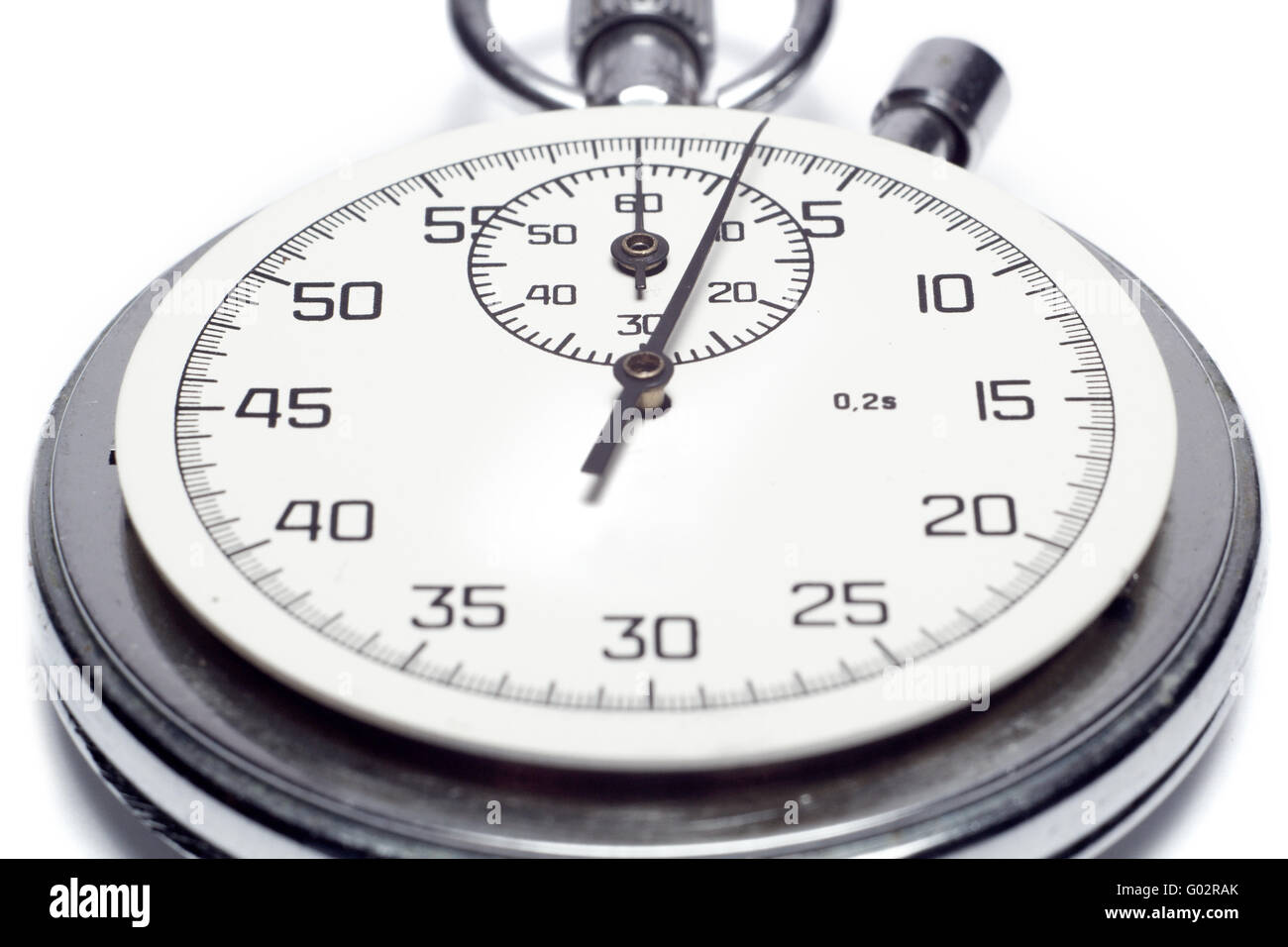 The image of a stop watch counting the seconds, isolated, on a white ...