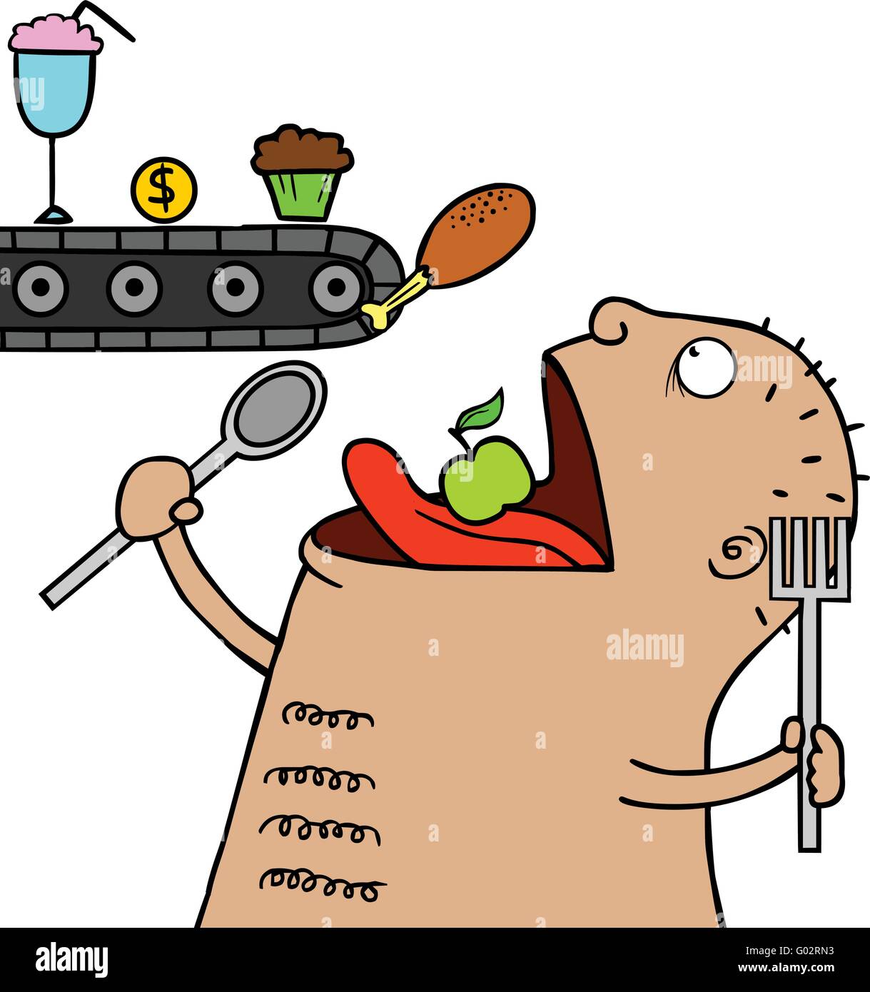 Cartoon illustration hungry men eating hi-res stock photography and ...