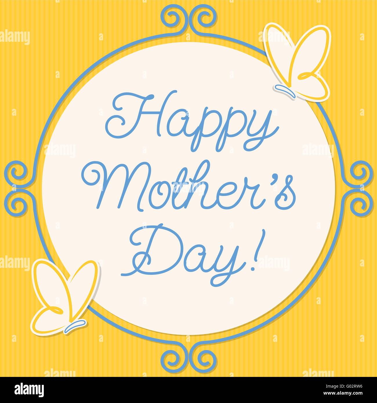 Butterfly doodle frame Mother's Day card in vector format Stock Vector ...