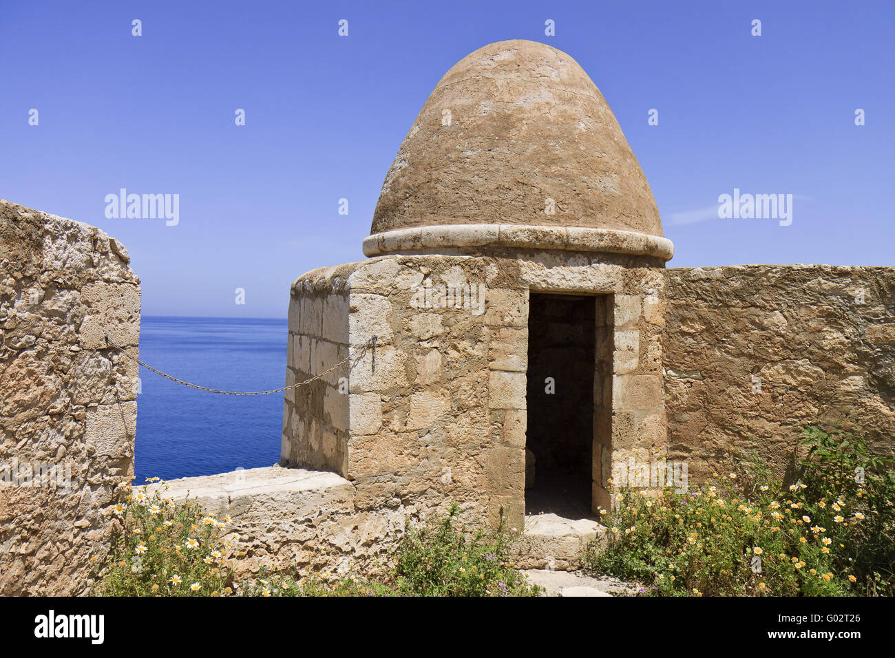 Greece Crete Rethymnon Fortezza Wall and Turret Stock Photo - Alamy