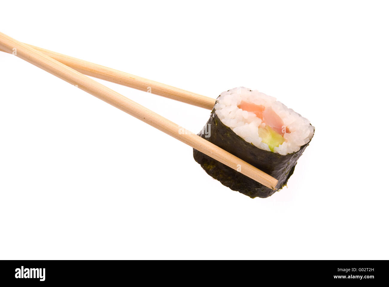 Sushi with chopsticks isolated on a white background Stock Photo - Alamy