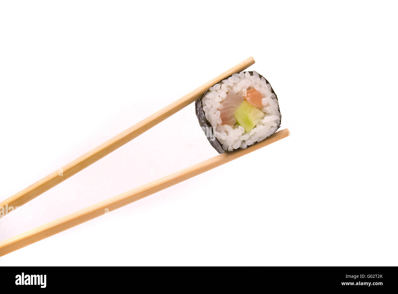 Sushi with chopsticks isolated on a white background Stock Photo - Alamy