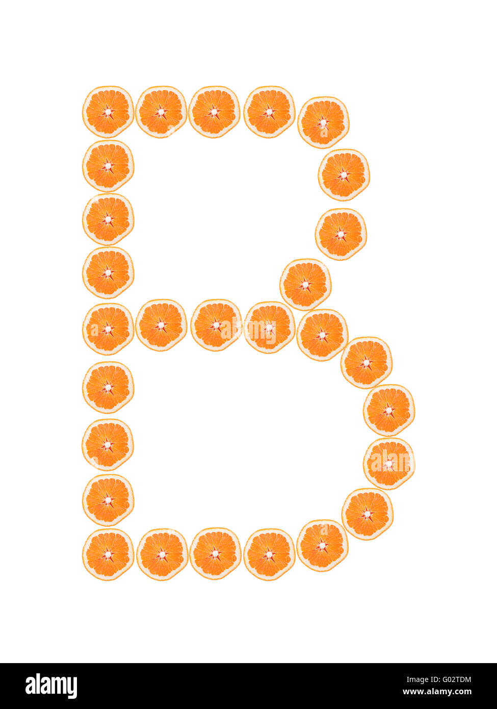 Letter B from orange slices isolated on white Stock Photo - Alamy