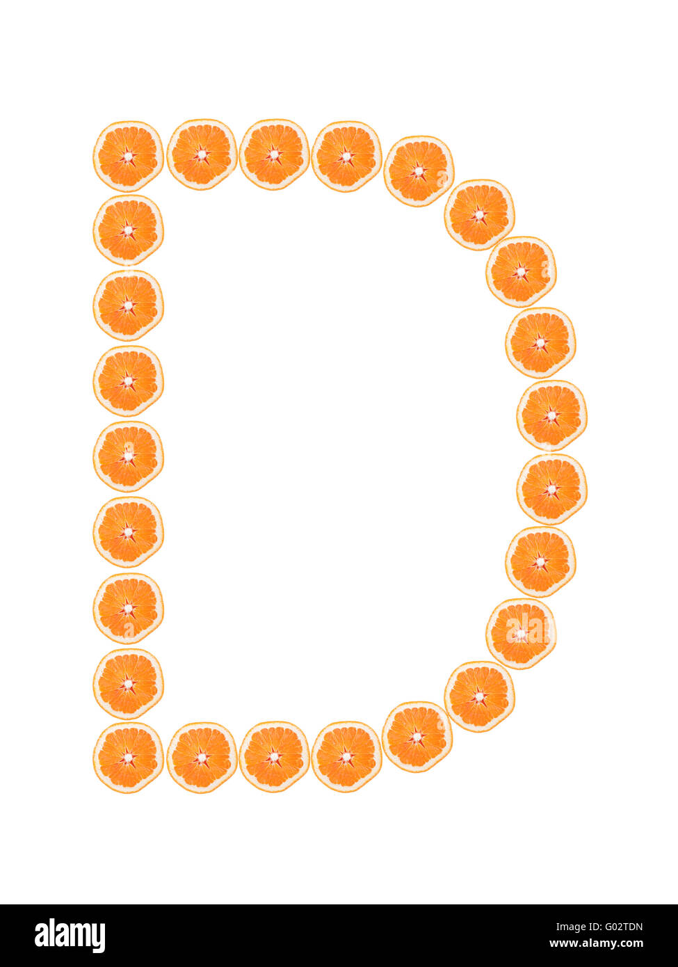 Letter D from orange slices isolated on white Stock Photo - Alamy