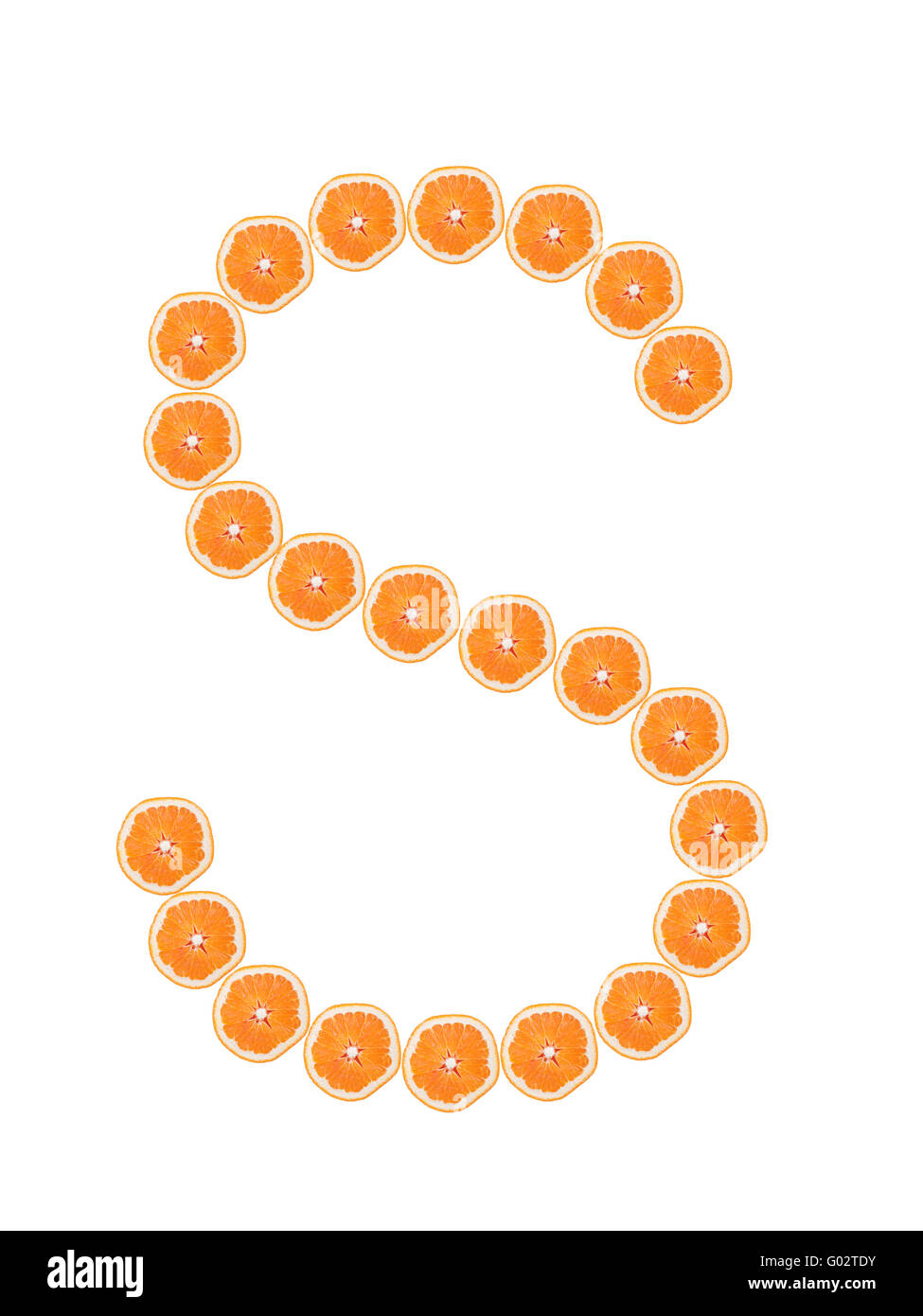 Letter S from orange slices isolated on white Stock Photo - Alamy