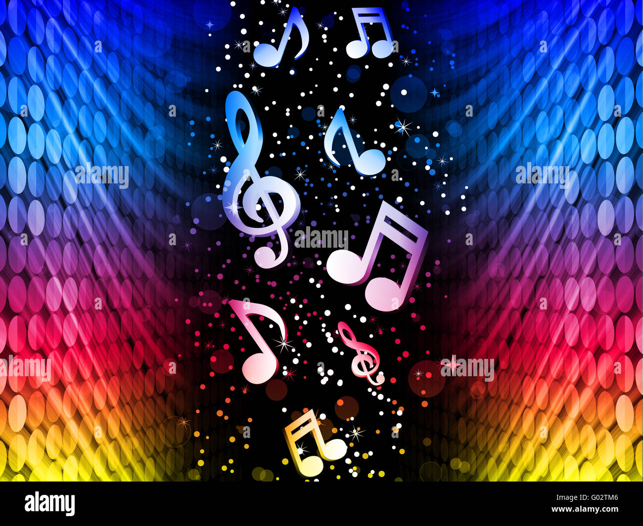 Party Abstract Colorful Waves on Black Background with Music Notes ...
