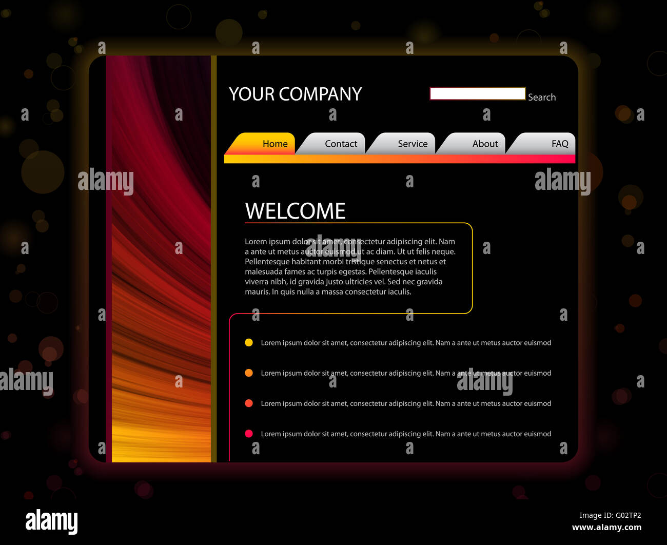 Website Layout Template in Red and Yellow Colors Stock Photo - Alamy