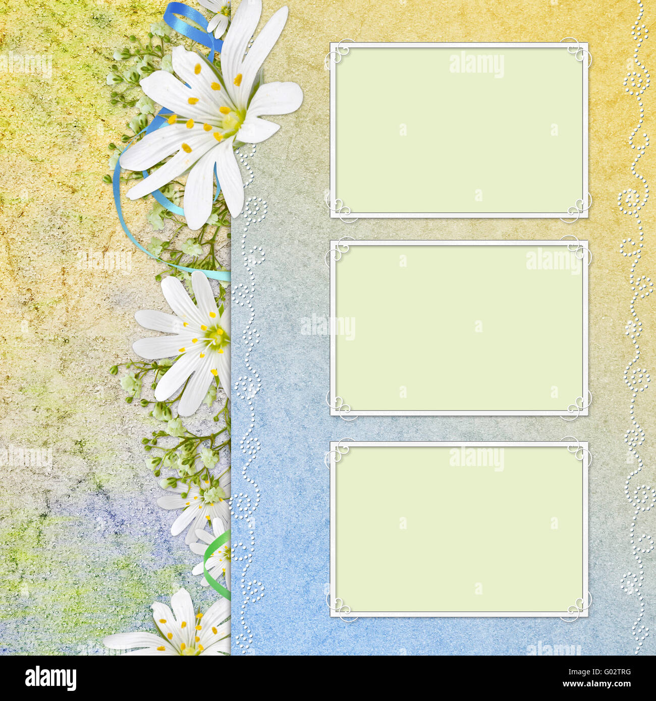 Spring background with flowers and frame Stock Photo - Alamy