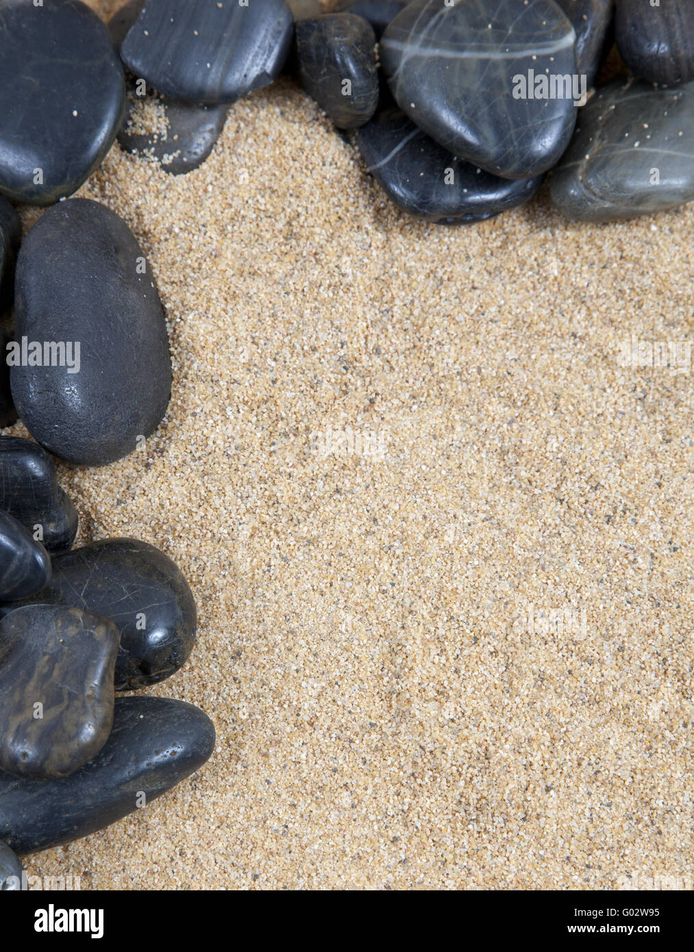 zen spa river rocks and shells on sand in form of border Stock Photo ...