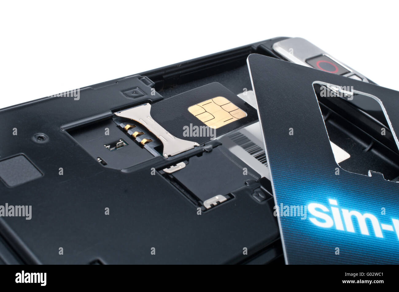 install sim card to mobile phone isolated on white background Stock ...