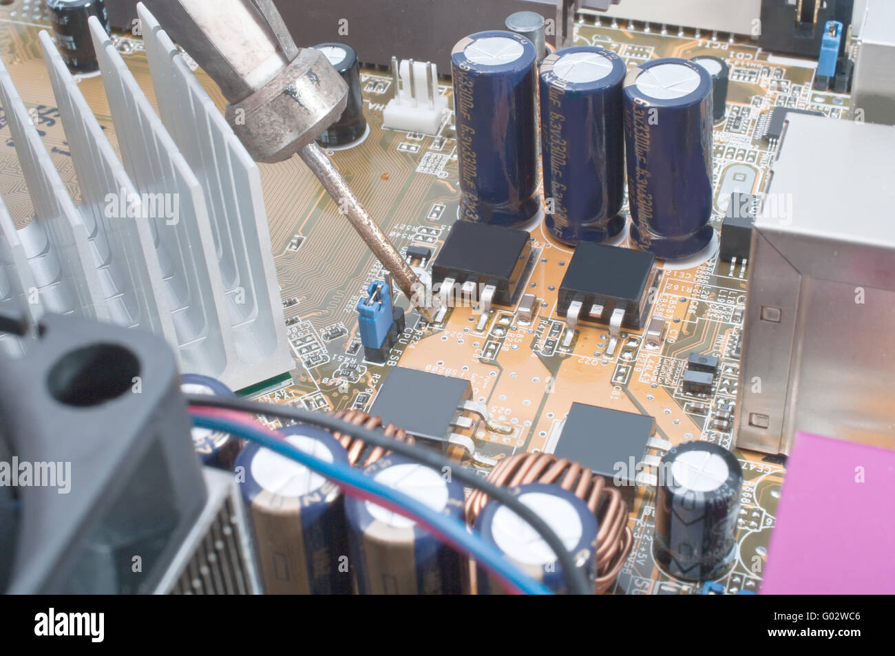 Troubleshooting and repair of a computer assembly payment Stock Photo ...