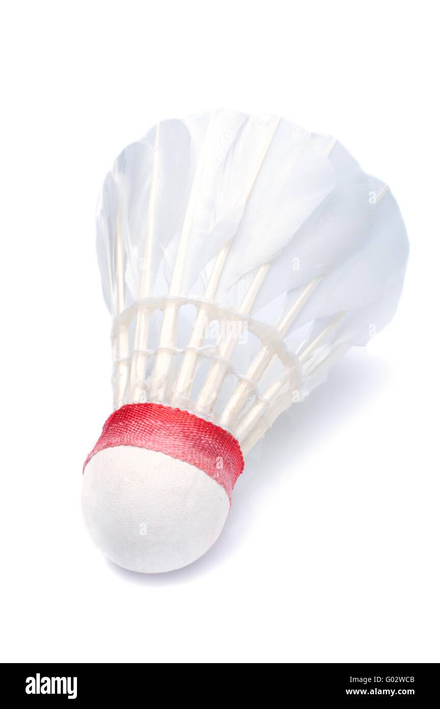 Single white shuttlecock against the white background Stock Photo - Alamy