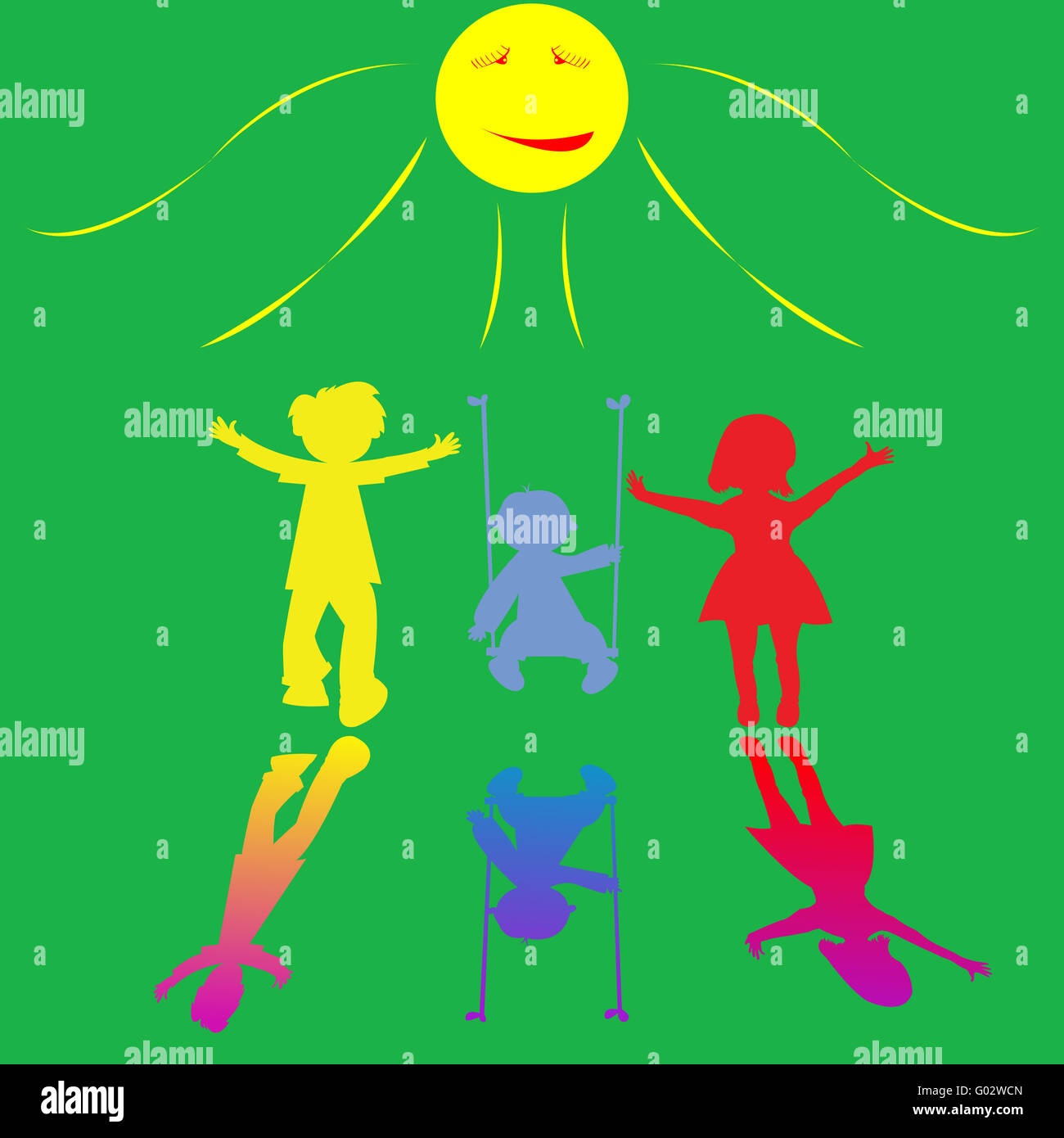 happy little children playing on sunny background Stock Photo - Alamy