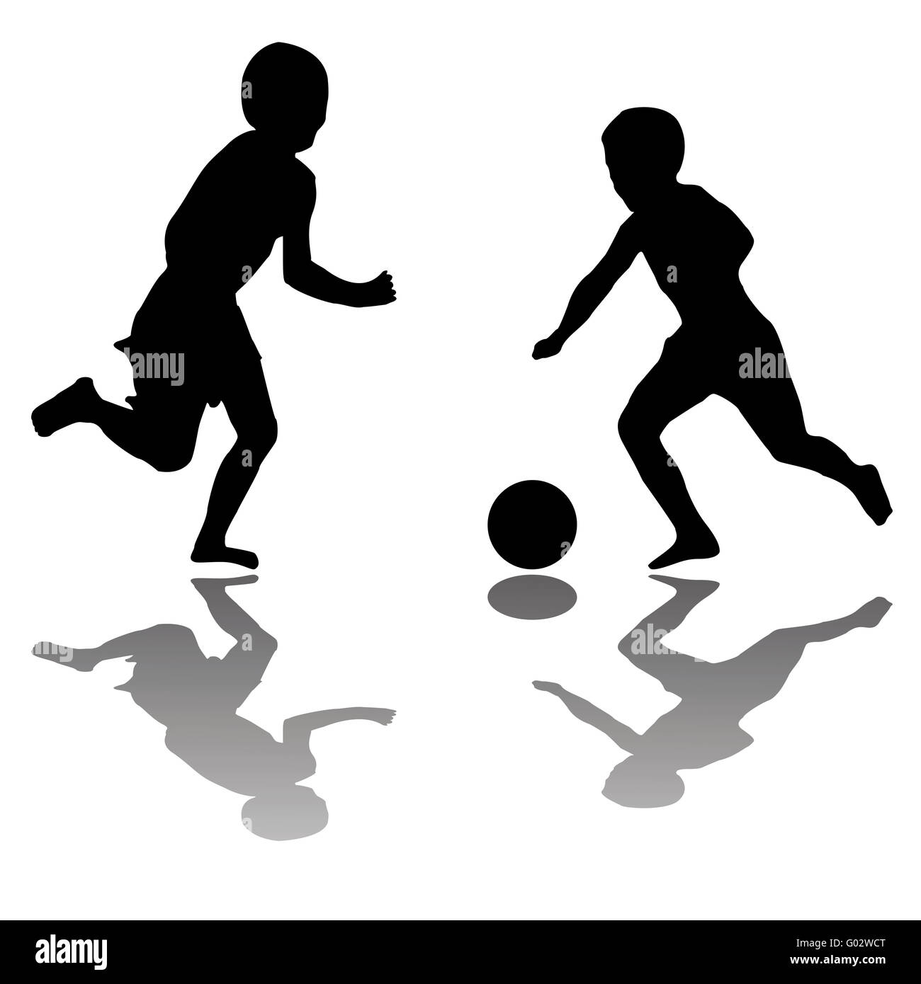 kids playing soccer (black) isolated on white background Stock Photo ...
