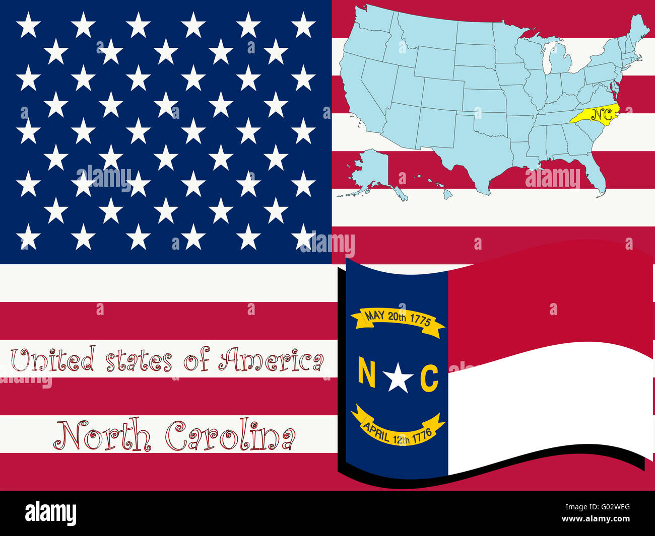 Political map of north carolina hi-res stock photography and images - Alamy