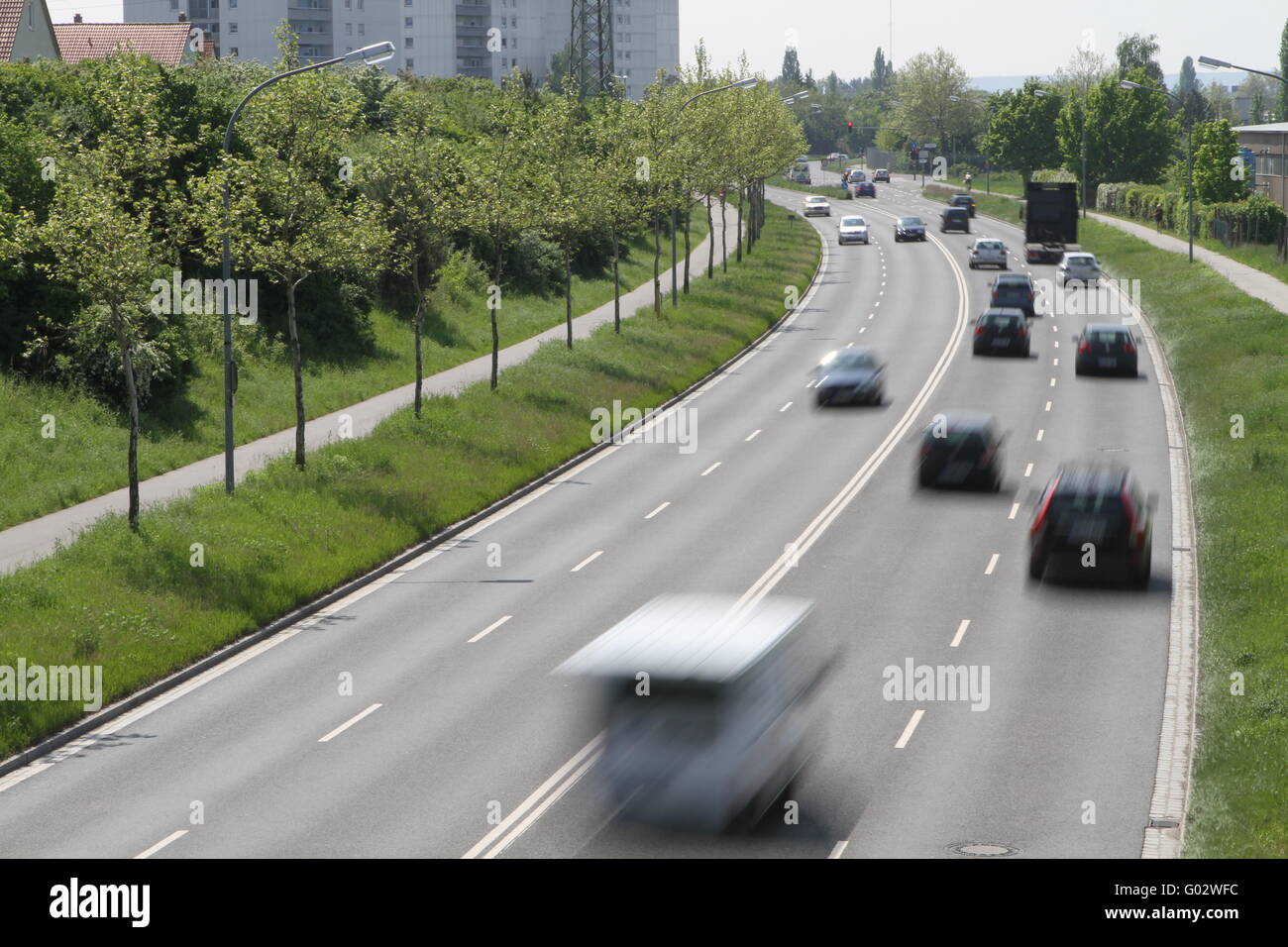 Faster traffic on the Berliner Ring in Bamberg Stock Photo - Alamy