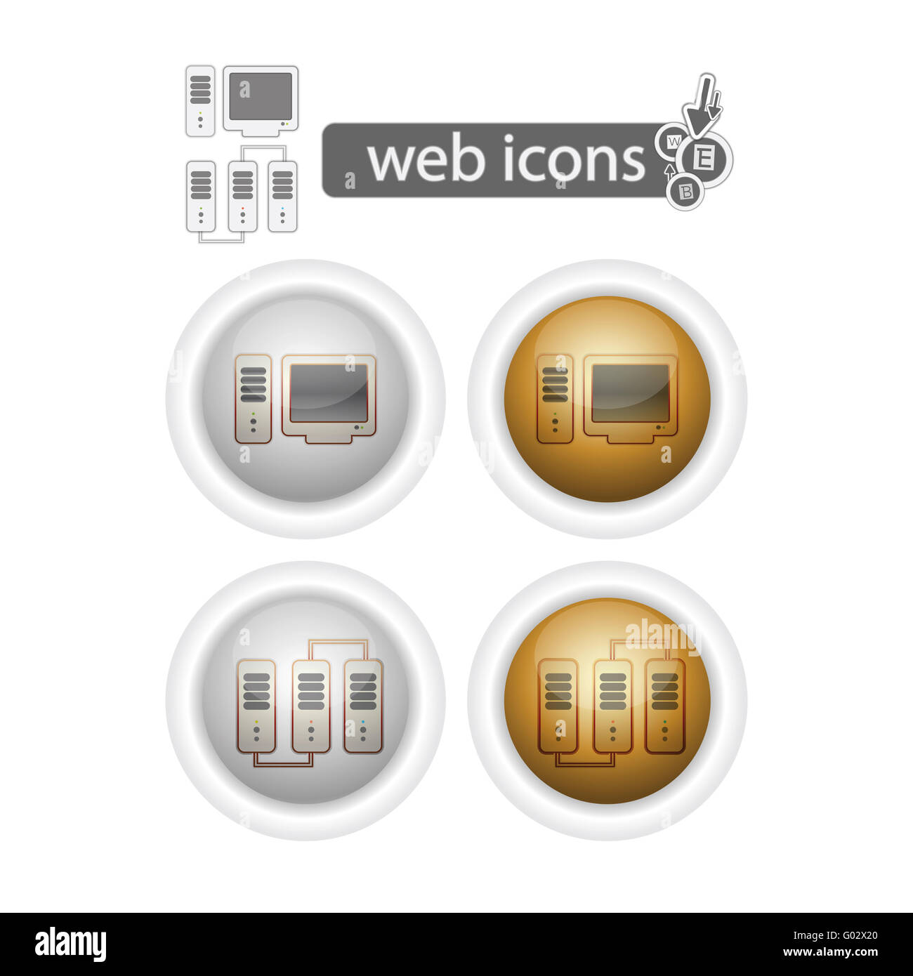 round web icons-computer and network Stock Photo - Alamy