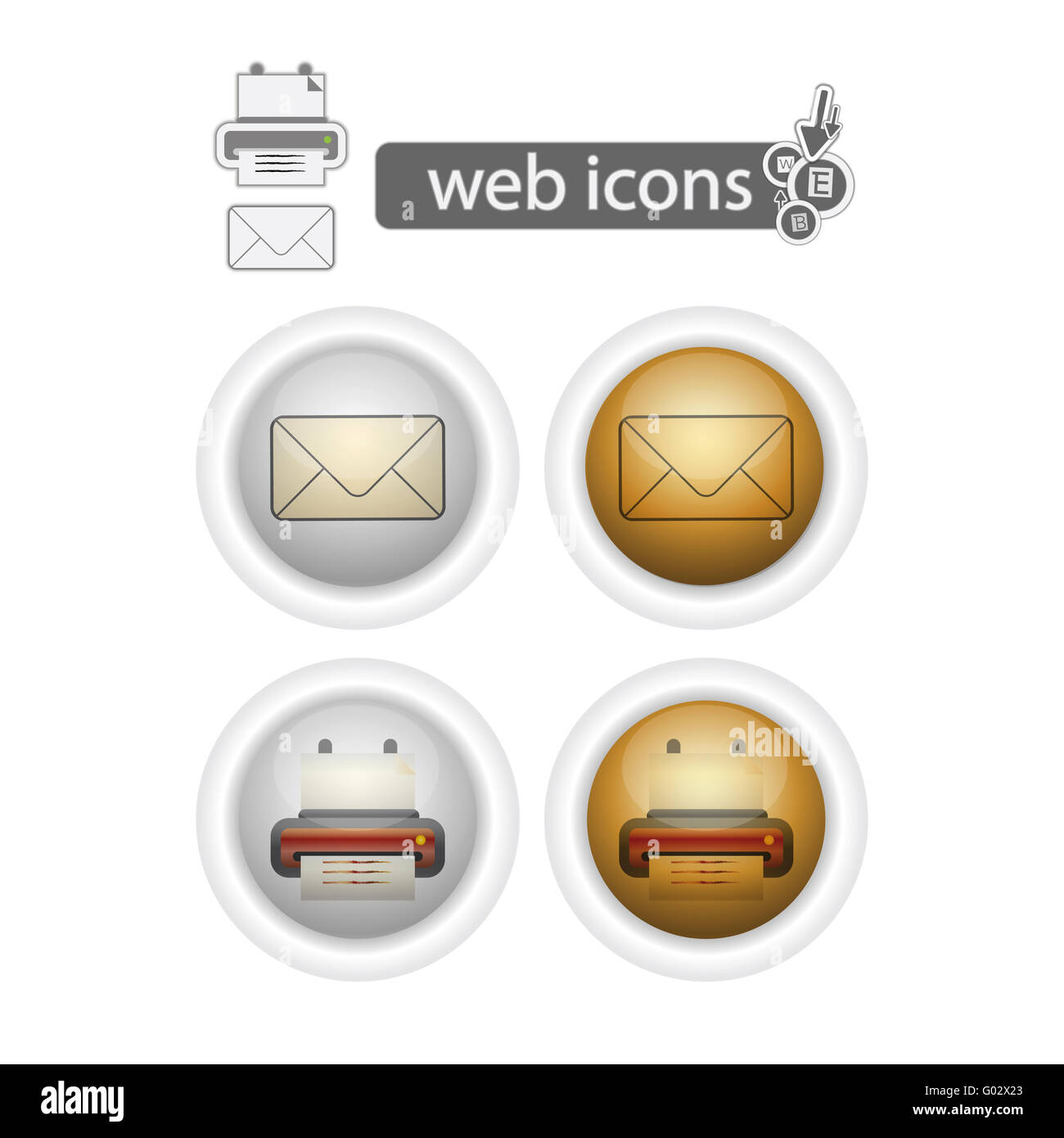 round web icons-print and mail Stock Photo - Alamy