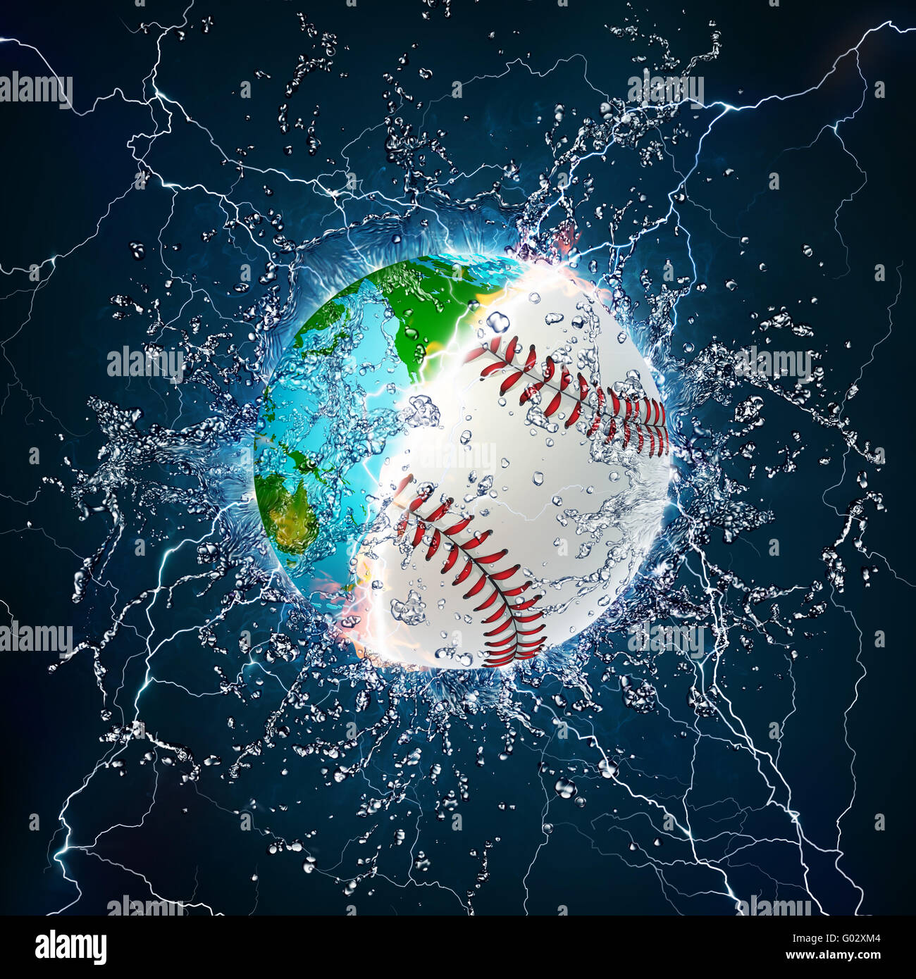 Baseball Ball with Earth Stock Photo - Alamy