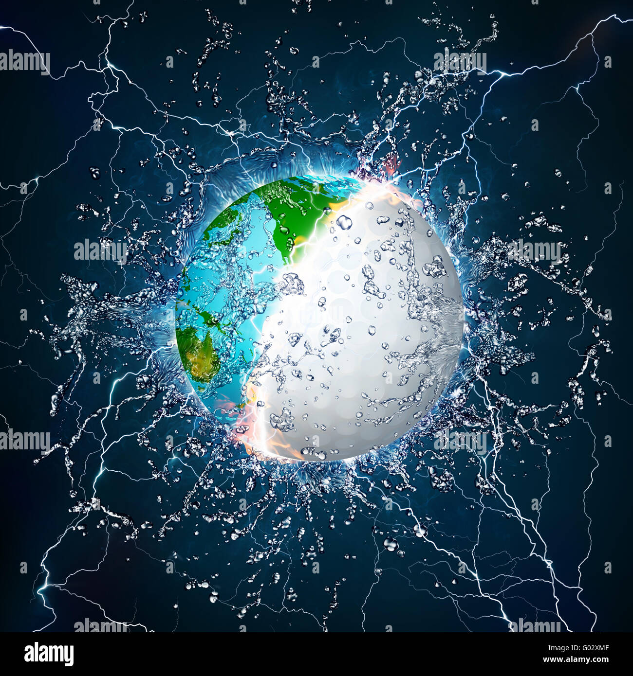 Golf Ball with Earth Stock Photo - Alamy