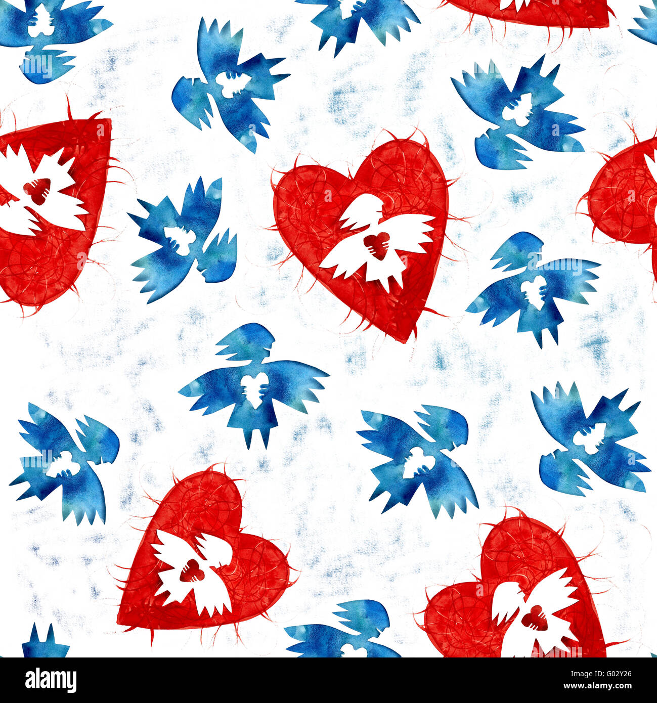 Blue angel of love with heart seamless pattern Stock Photo - Alamy