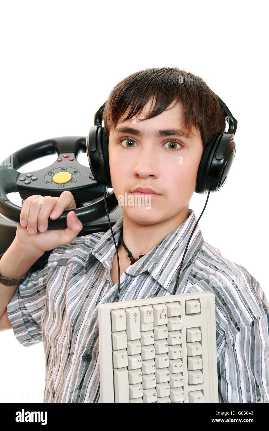 Preoccupied tired gamers with the equipments to control the computer ...