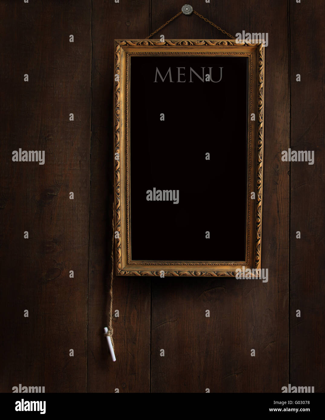 Old chalkboard with copyspace for writing menu Stock Photo - Alamy