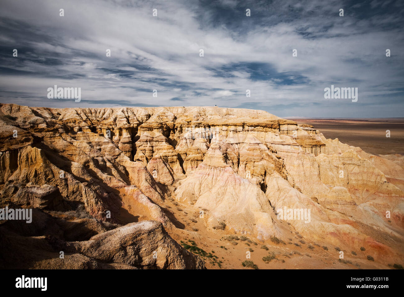 Bayanzag Flaming Cliffs Gobi Desert Mongolia Side Stock Photo - Alamy