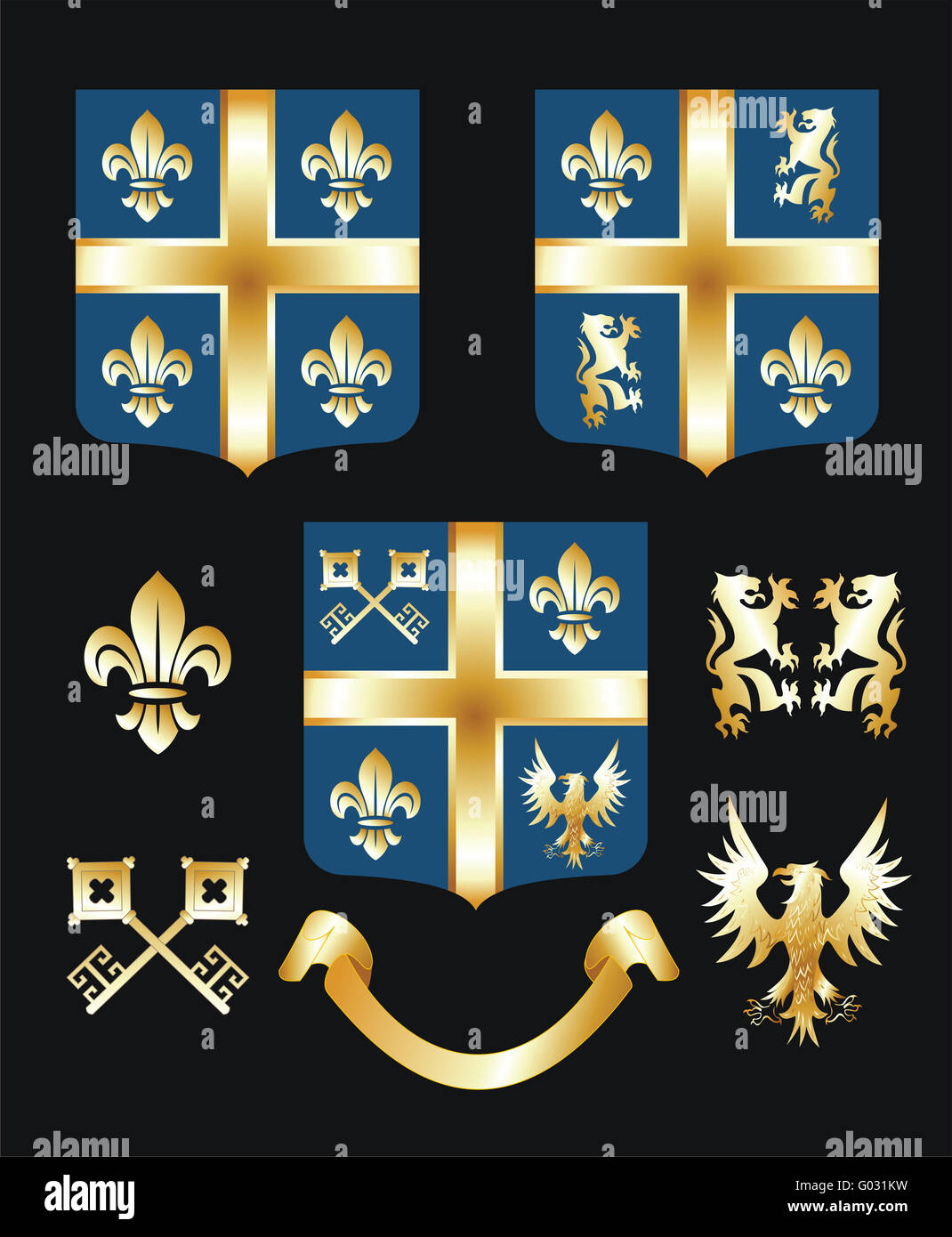 Golden heraldic elements Stock Photo - Alamy