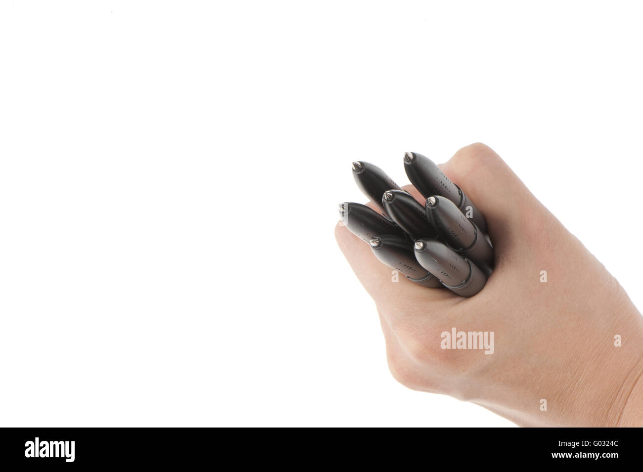 many black pens in hand Stock Photo - Alamy