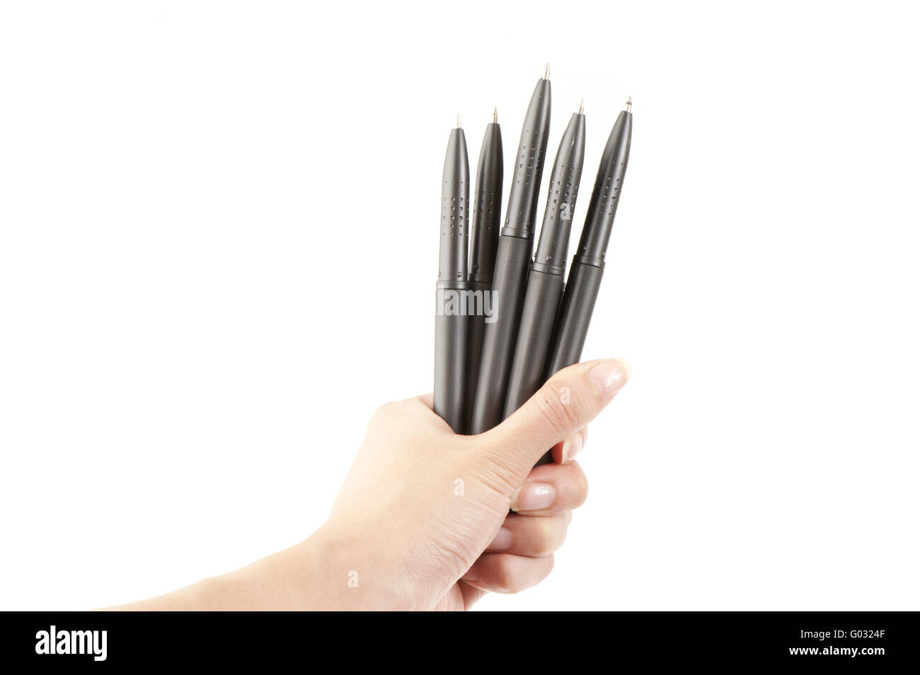 many black pens in hand Stock Photo - Alamy