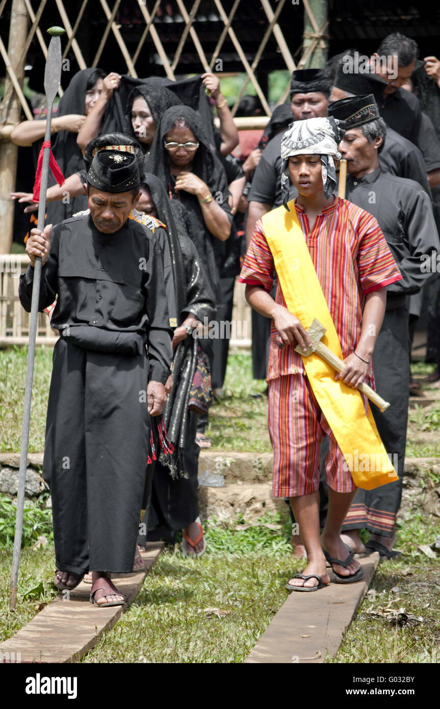 People during a traditional toraja funeral ceremony in Indonesian ...