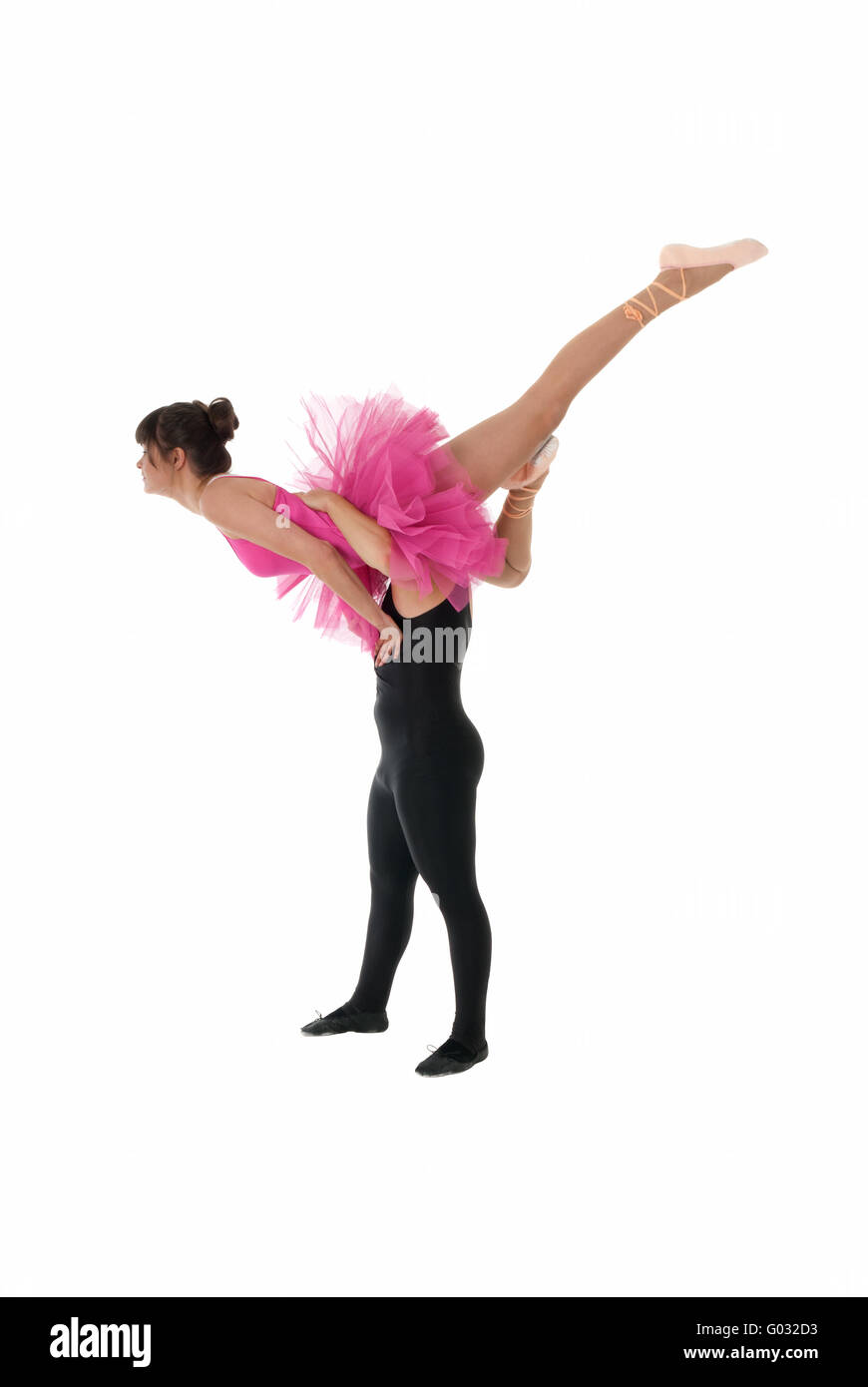 Young couple dancing ballet isolated on white background Stock Photo ...