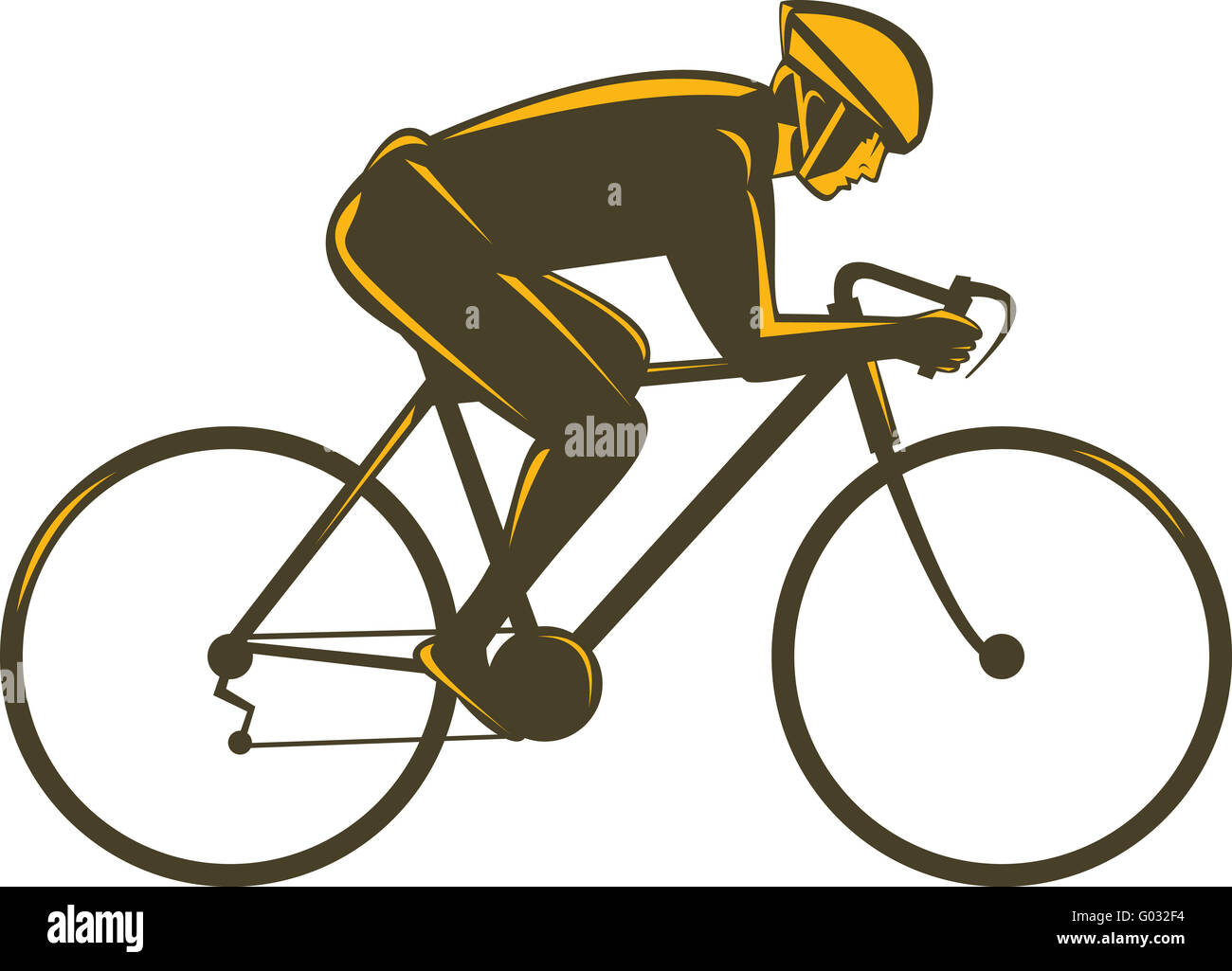 Cyclist side view isolated on white background Stock Photo - Alamy