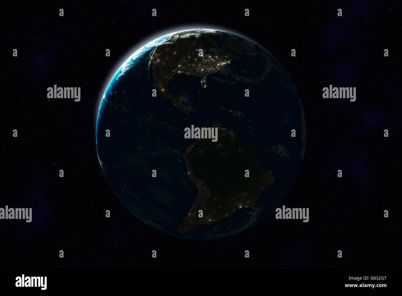 Night side of Earth, North and South America Stock Photo - Alamy