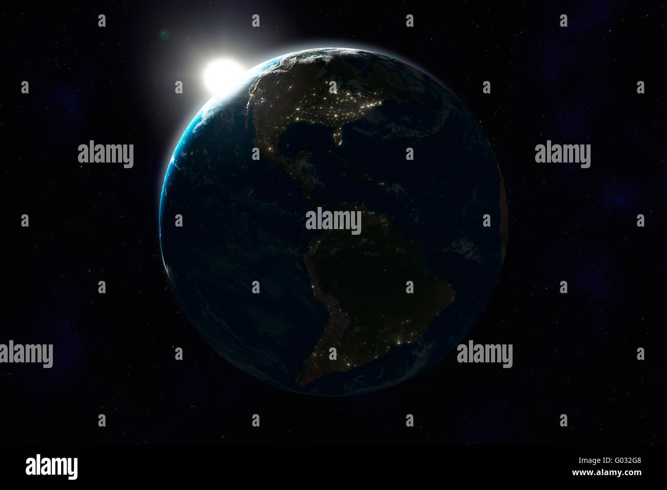 Night side of Earth, North and South America Stock Photo - Alamy