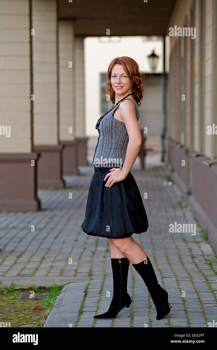 Beauty woman on the pavement street Stock Photo - Alamy