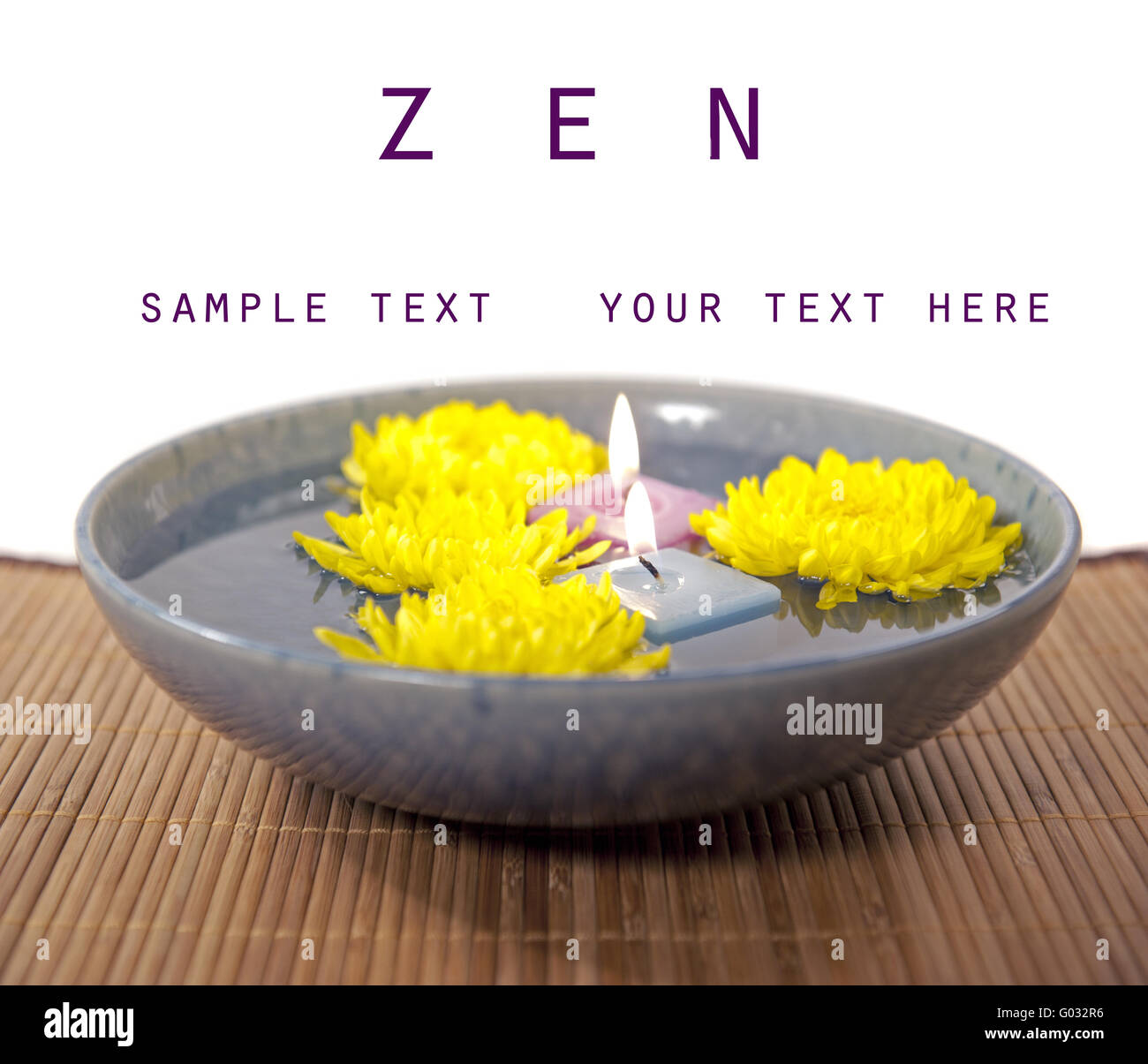 zen reflection chrysanthemum flowers with copy space Stock Photo - Alamy