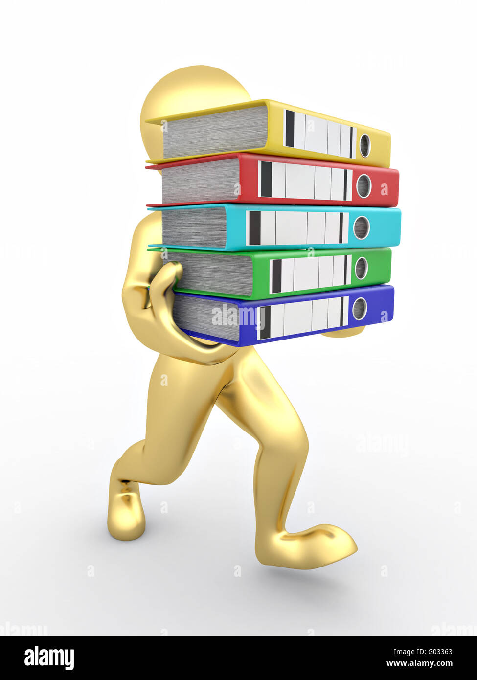 Men with archive from folders on white isolated background. 3d Stock ...