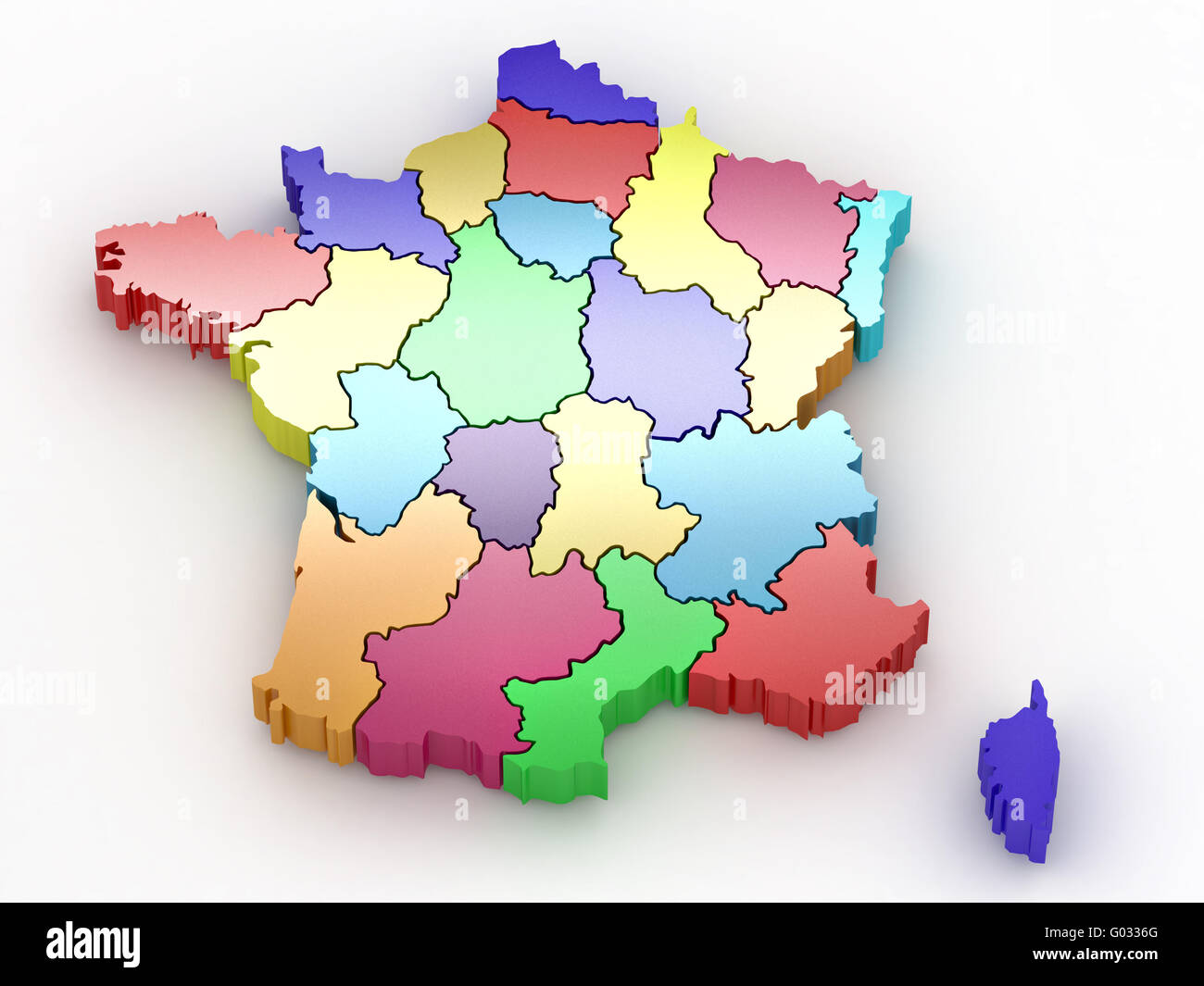 Three-dimensional map of France on white isolated background. 3d Stock ...